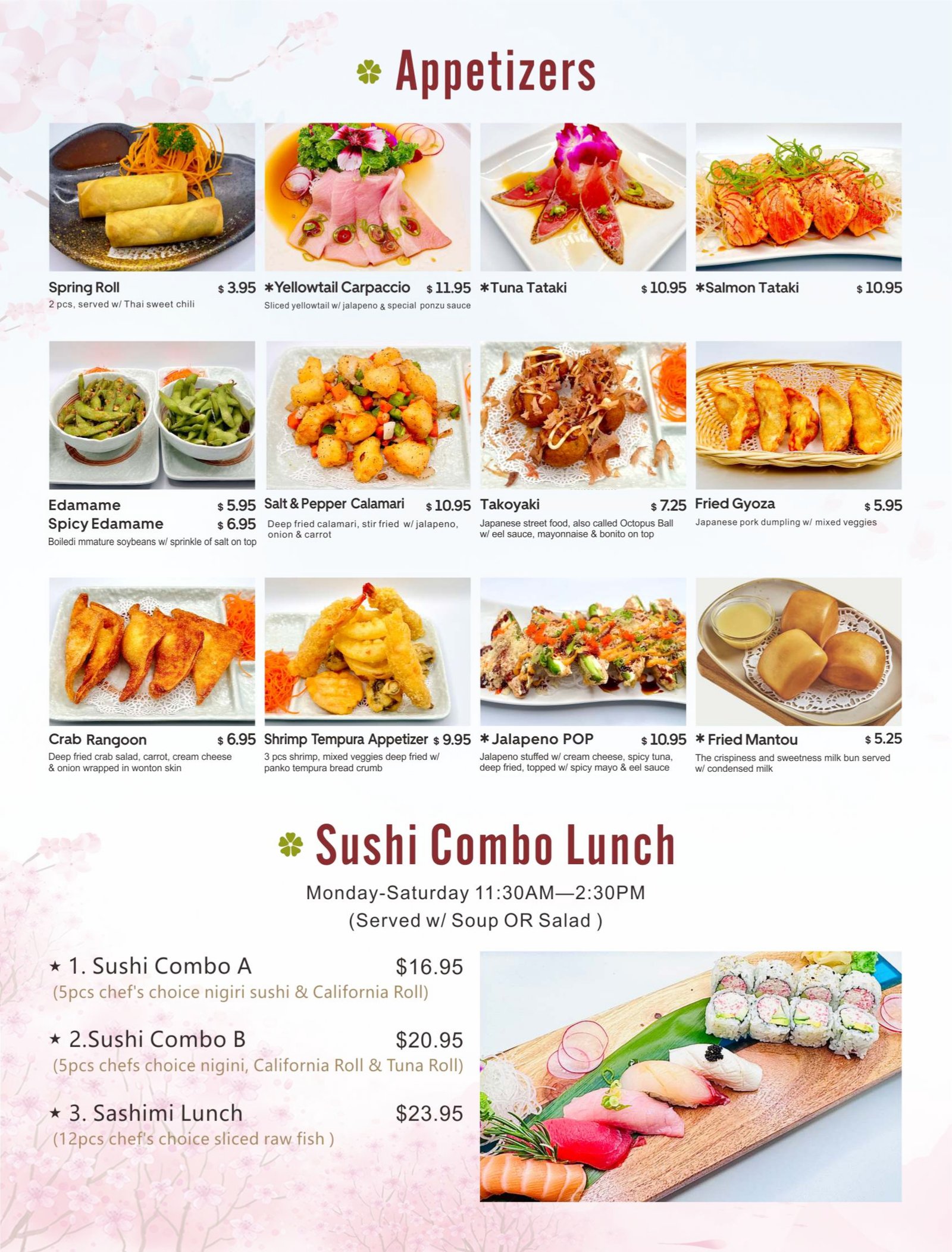 Menu - Osaka Sushi & Steakhouse | Gaffney & Chattanooga